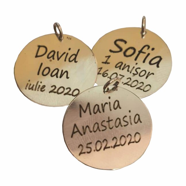 Banut argint personalizat pentru mot/botez, argintiu, 22 mm - eMAG.ro