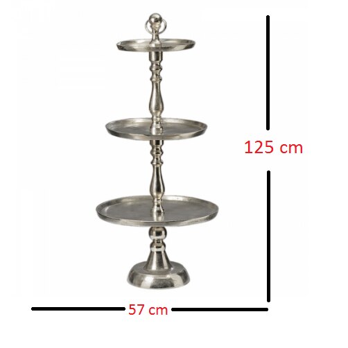 Fructiera/suport prajituri etajata din aluminiu, argintiu, vintage ...