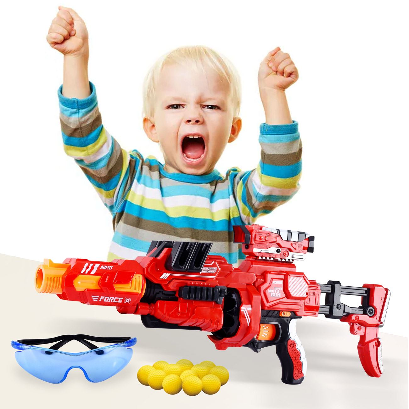 Jucarie pusca blaze storm shooter gun cu bile spuma si ochelari - eMAG.ro