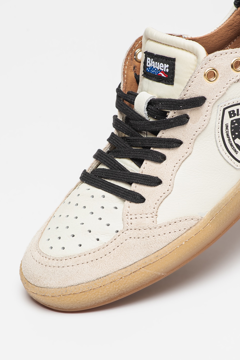 Blauer, Pantofi sport din piele Murray, Grej, Alb prafuit, 44 - eMAG.ro