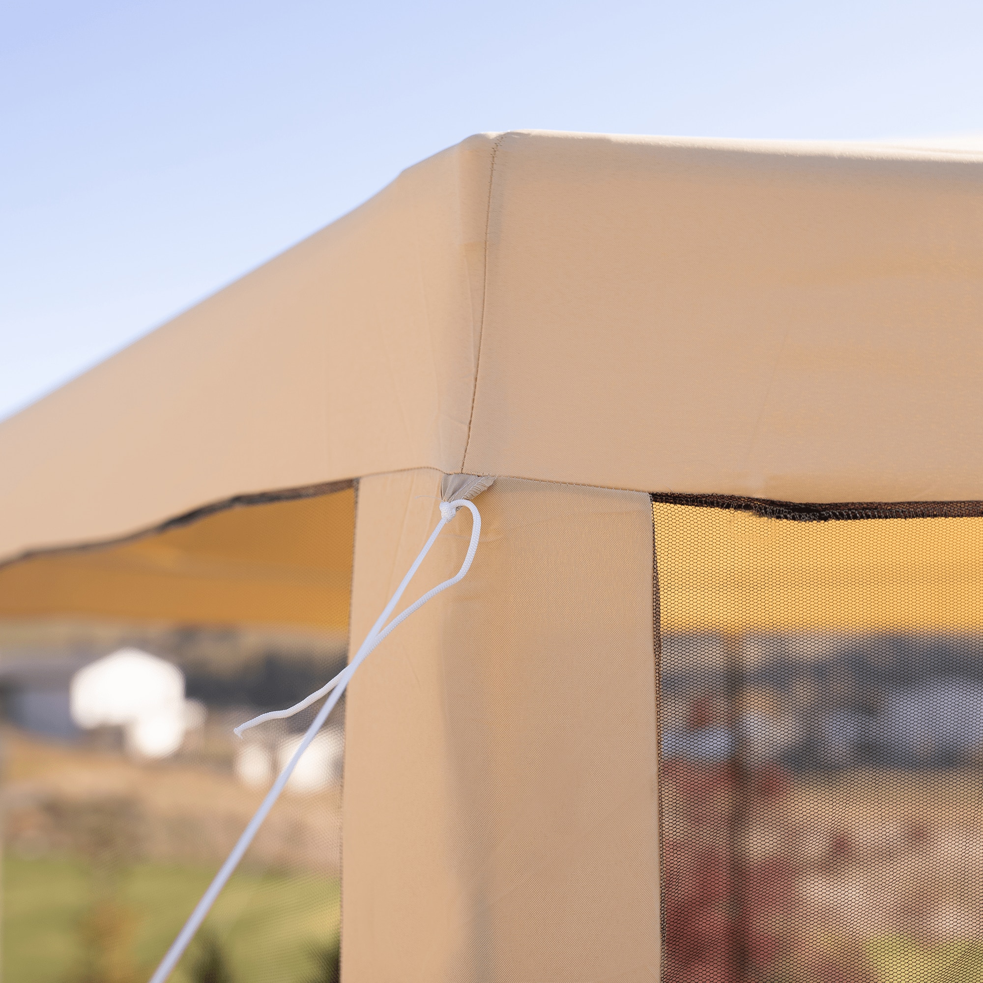 Pavilion cort pentru gradina, 3,9x2,5x3,9m, bej/negru, Bavy typ II 6 ...