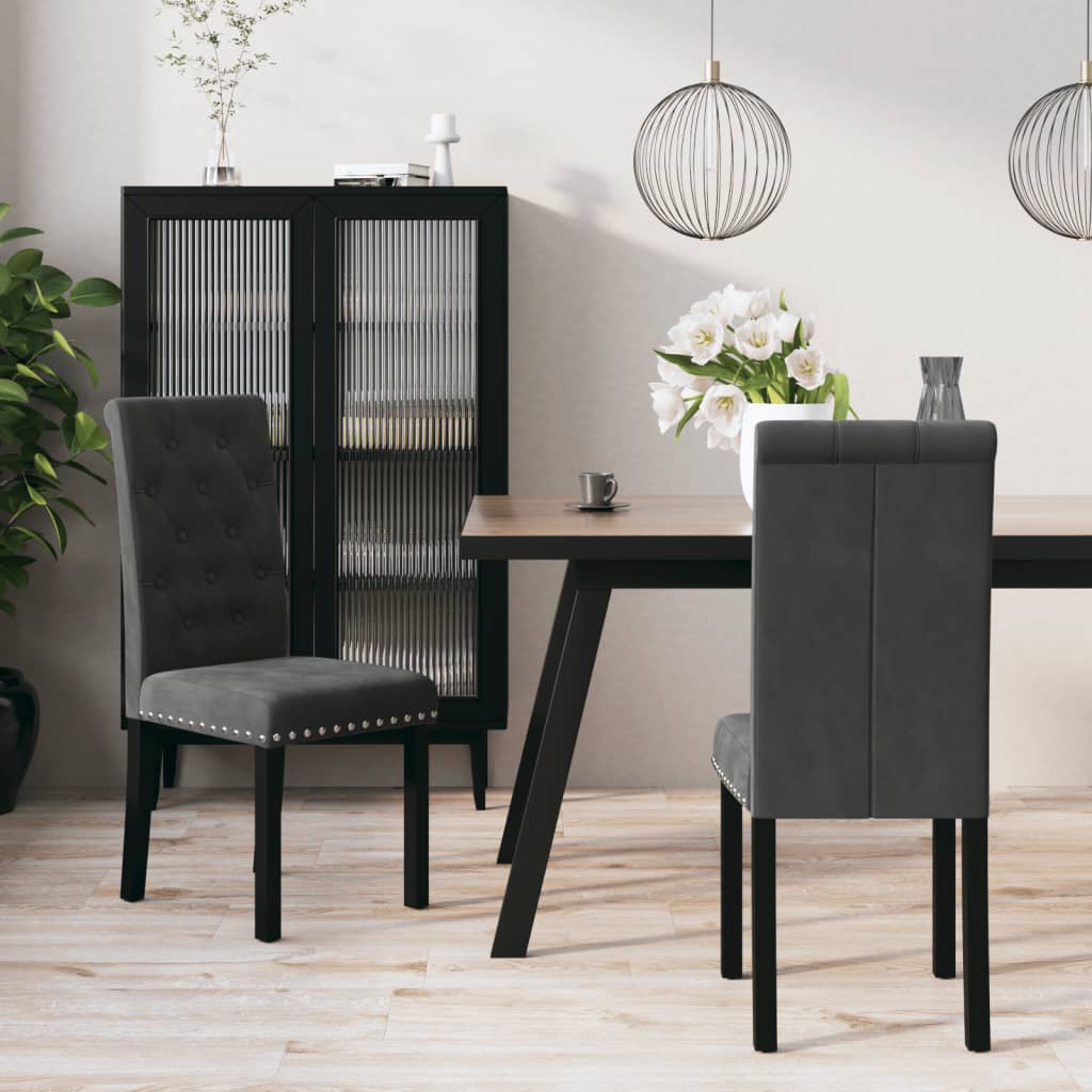 Set 2 Scaune dining, Bucatarie, Modern, gri inchis,42x45x96 cm, catifea ...