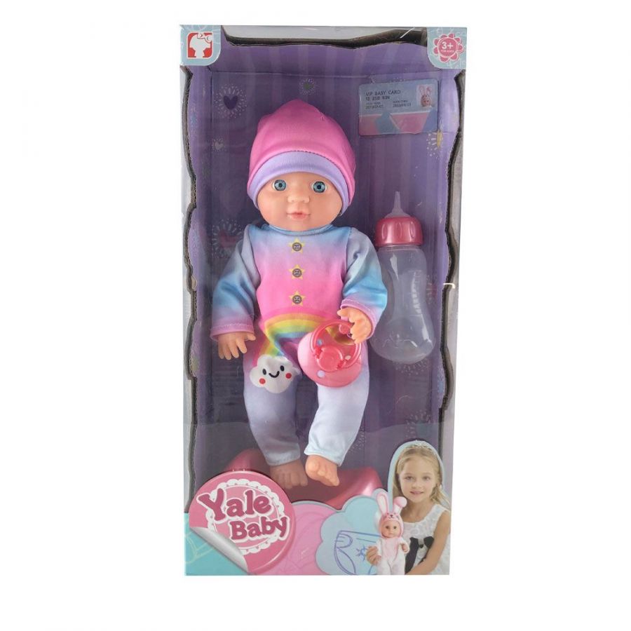 Papusa care face pipi Yale Baby cu pijama curcubeu 25 cm - eMAG.ro