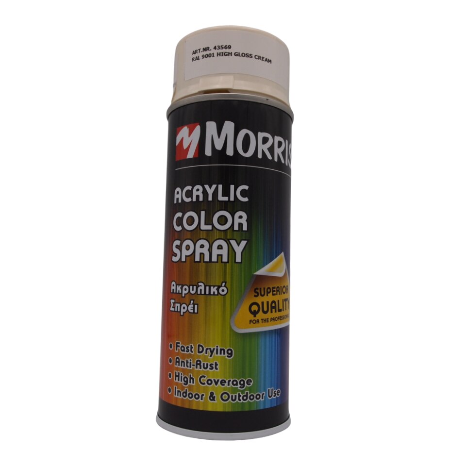 Spray Color Acrilic alb crem lucios, RAL 9001, 400 ml, Morris, pentru ...
