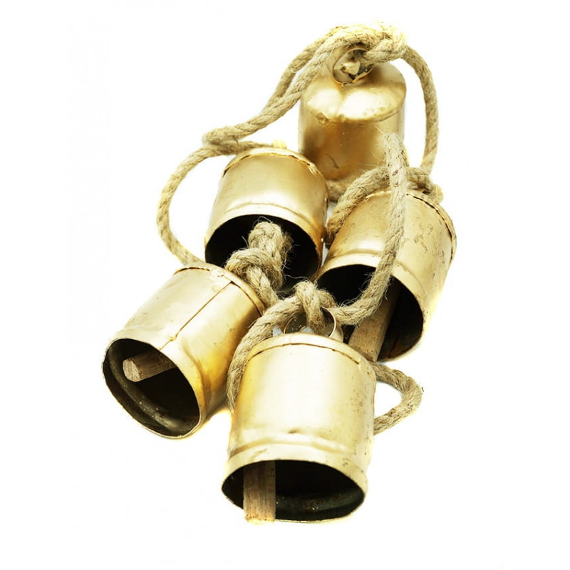 Set 5 Clopotei Bali, 6 cm, Metalici, Limba din Lemn, Insirati - eMAG.ro