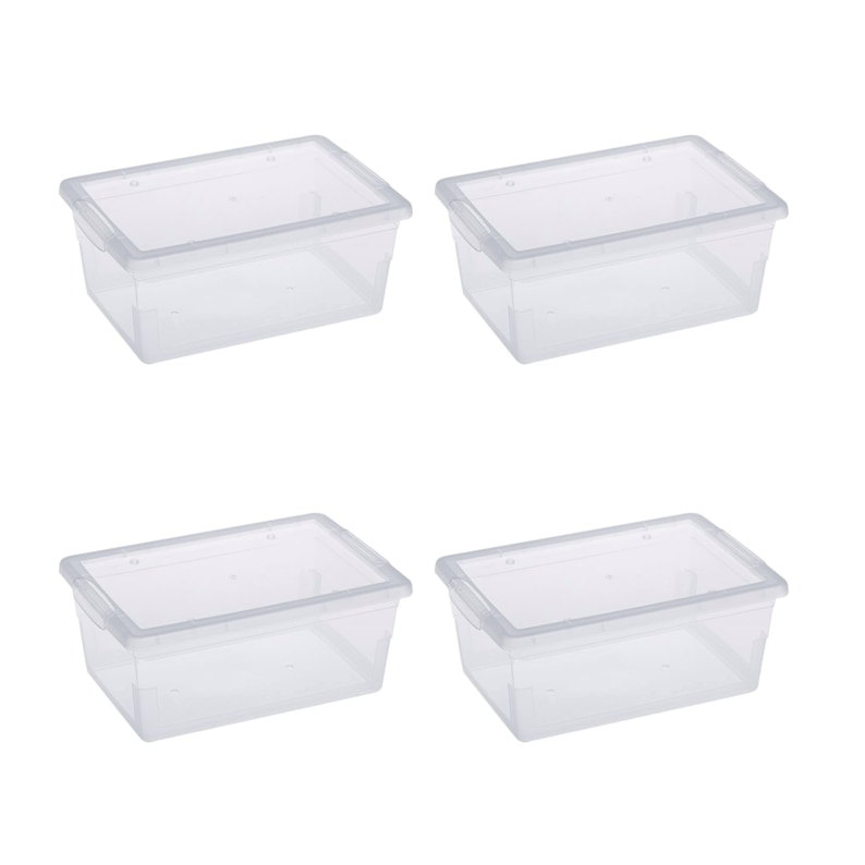Set 4 cutii depozitare transparente, cu capac, 6 litri, 34 x 21 x 12 cm ...