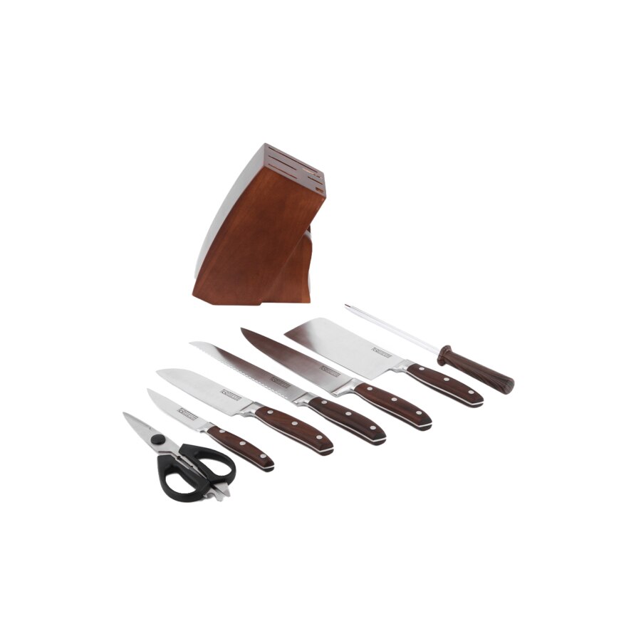 Set cutite 7 piese cu suport din lemn, stabil, elegant, de calitate ...