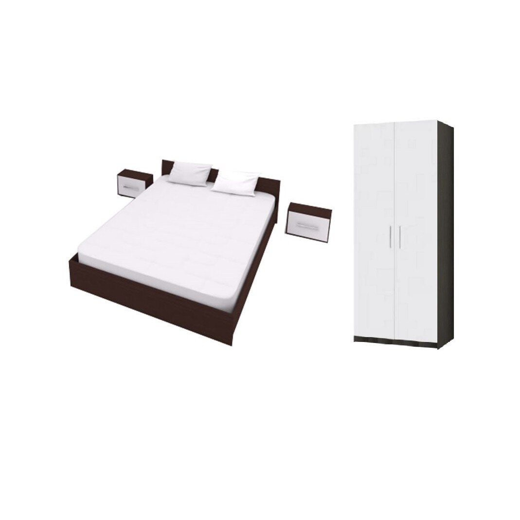 Set Dormitor Era Wenge, Pat 160x200 cm, Sifonier 2 usi, 2 noptiere ...