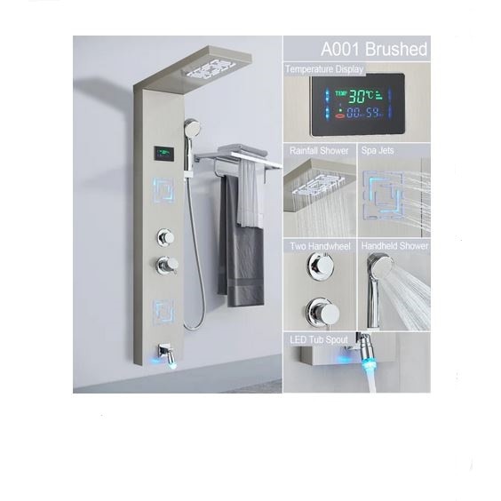 Panel de Dus Multifunctional cu LED, afisaj digital, Gri, jeturi SPA ...