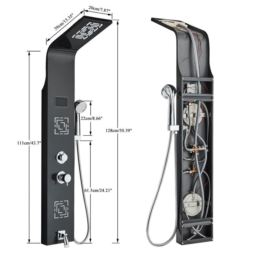 Panel de Dus Multifunctional cu LED, afisaj digital, Negru, jeturi SPA ...