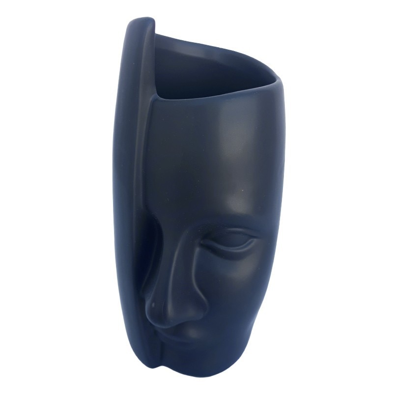 Vaza din ceramica in forma de chip uman,15cm, antracit - eMAG.ro