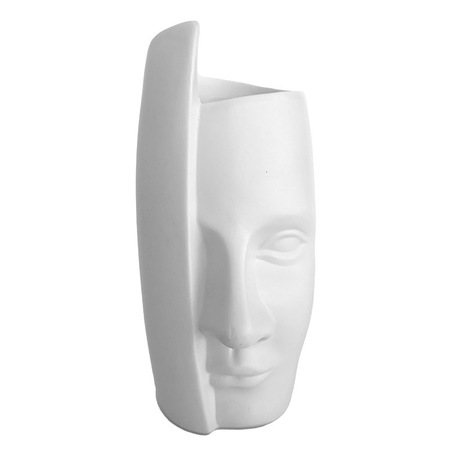 Vaza din ceramica in forma de chip uman,15cm, alb - eMAG.ro