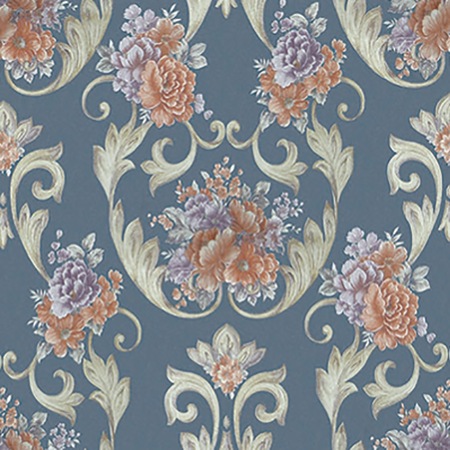 Tapet clasic baroc, Bamboo, 0.53m x 10 m, 5.3 mp, Albastru - eMAG.ro