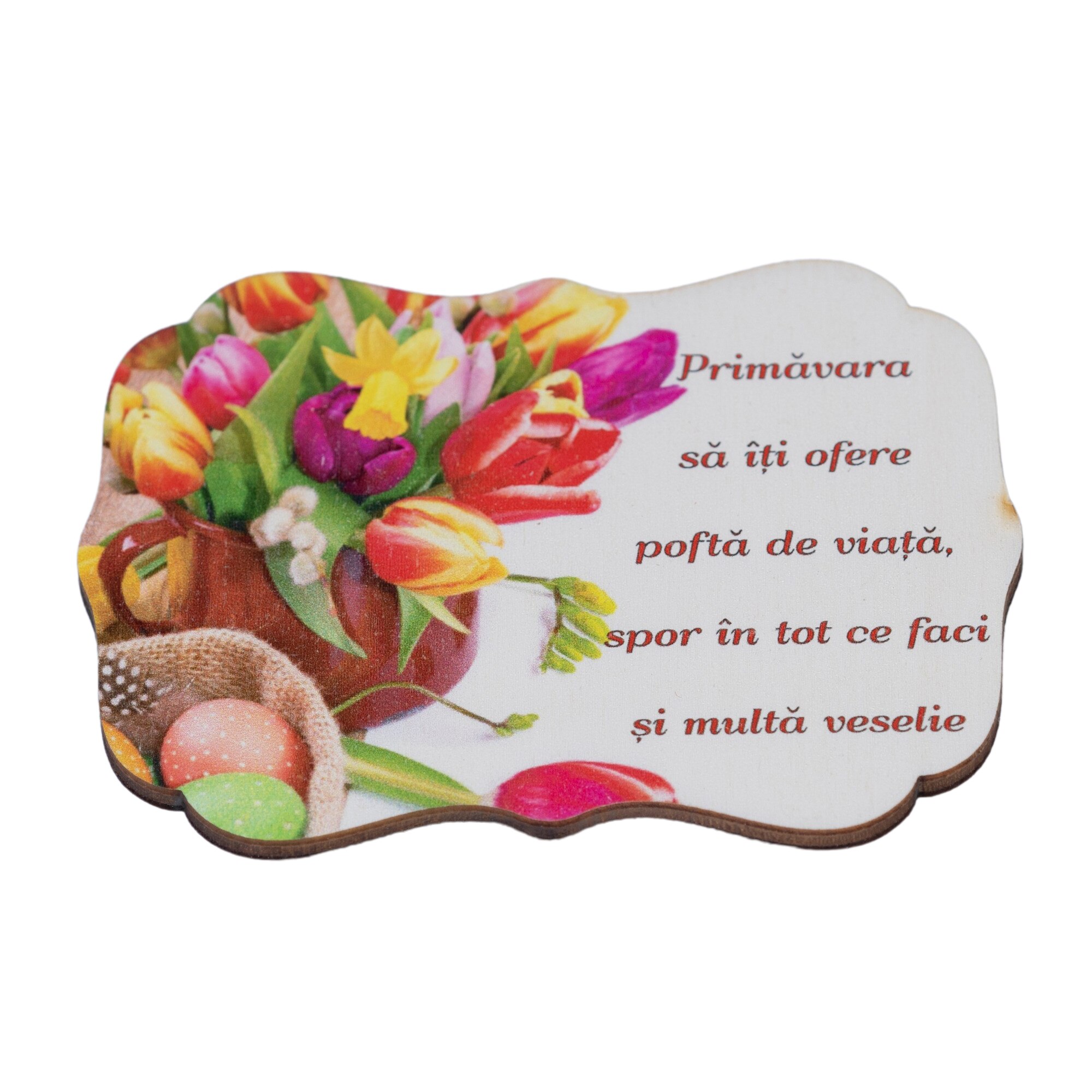 Martisor cu magnet, print UV, mesaj "Veselie" - eMAG.ro