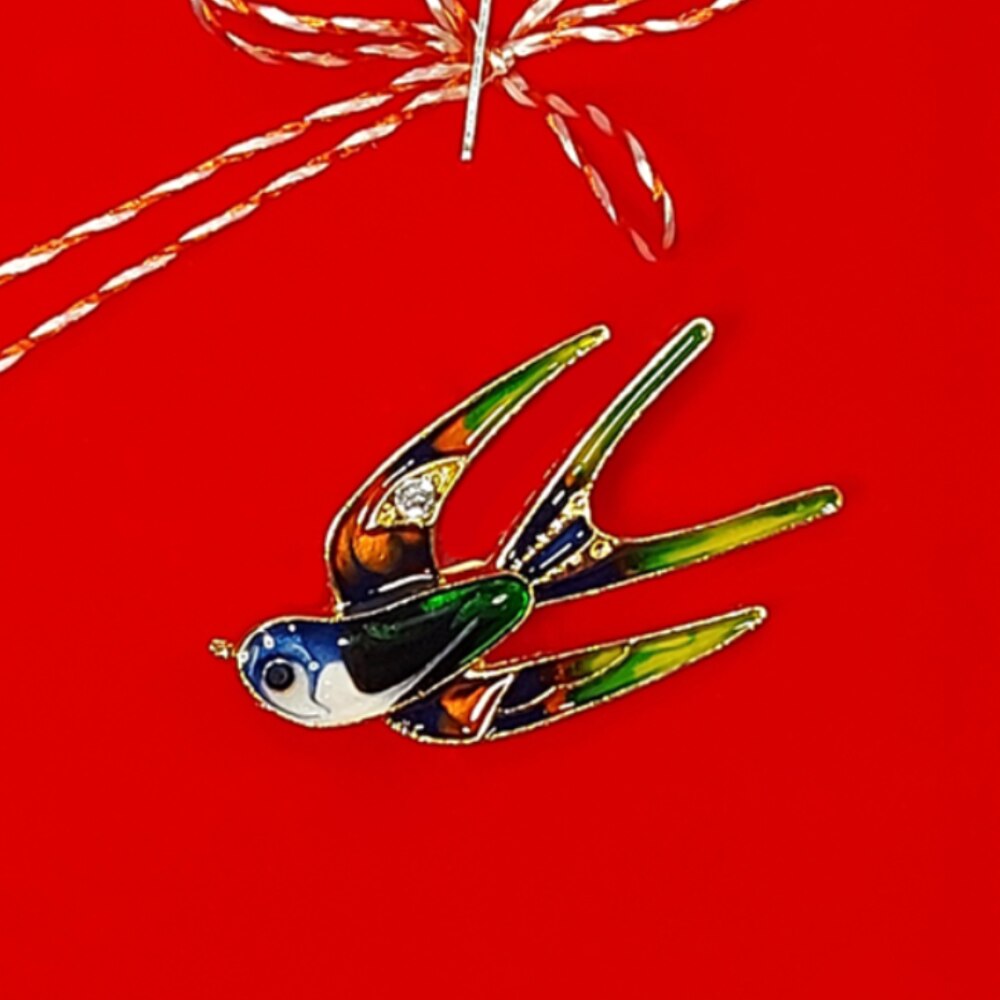 Set 3 Brose Martisor ArtDeco Albina, Fluture si Randunica, realizate ...