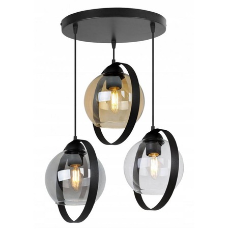 Lustra Ring Haga, Light Home, Cu 3 abajururi din sticla, E27, 90 cm ...