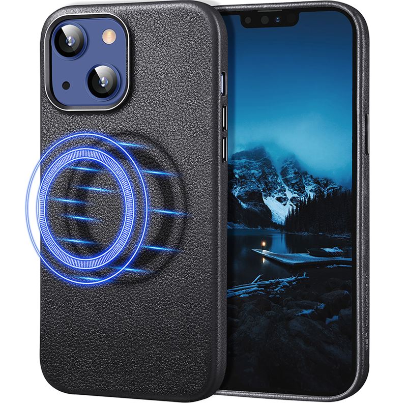 Кейс съвместим с iPhone 13, ESR, Естествена кожа, Черен - eMAG.bg