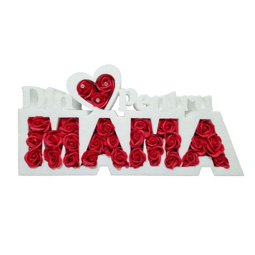 Aranjament floral, Din inima pentru mama, Alb/Rosu - eMAG.ro