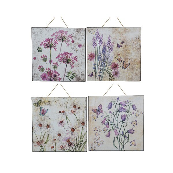 Set tablite de perete, motiv floral, aspect antichizat, 24x24 cm - eMAG.ro