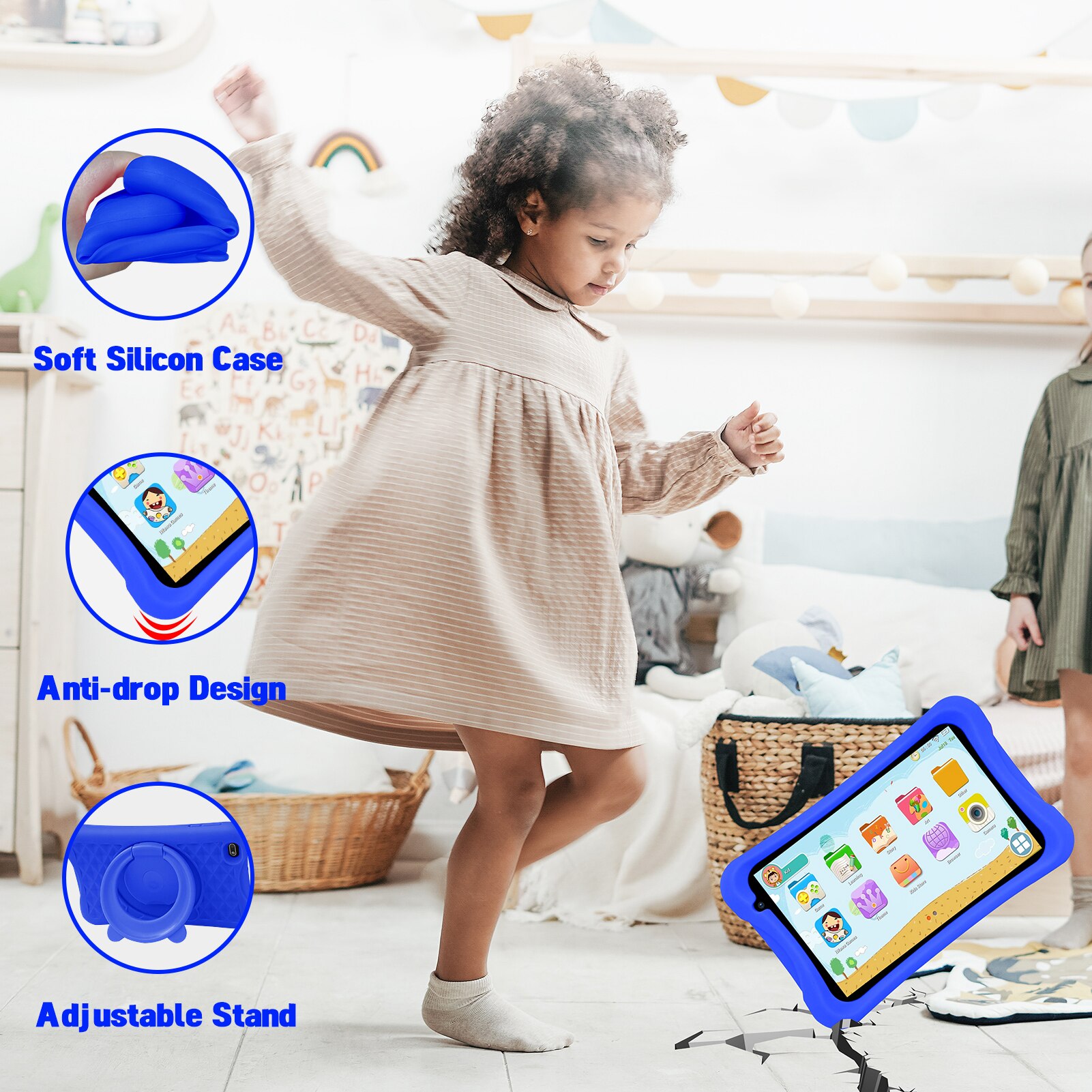 Pritom Tablet gyerekeknek, Pritom, 8", Android 10, négymagos processzor ...