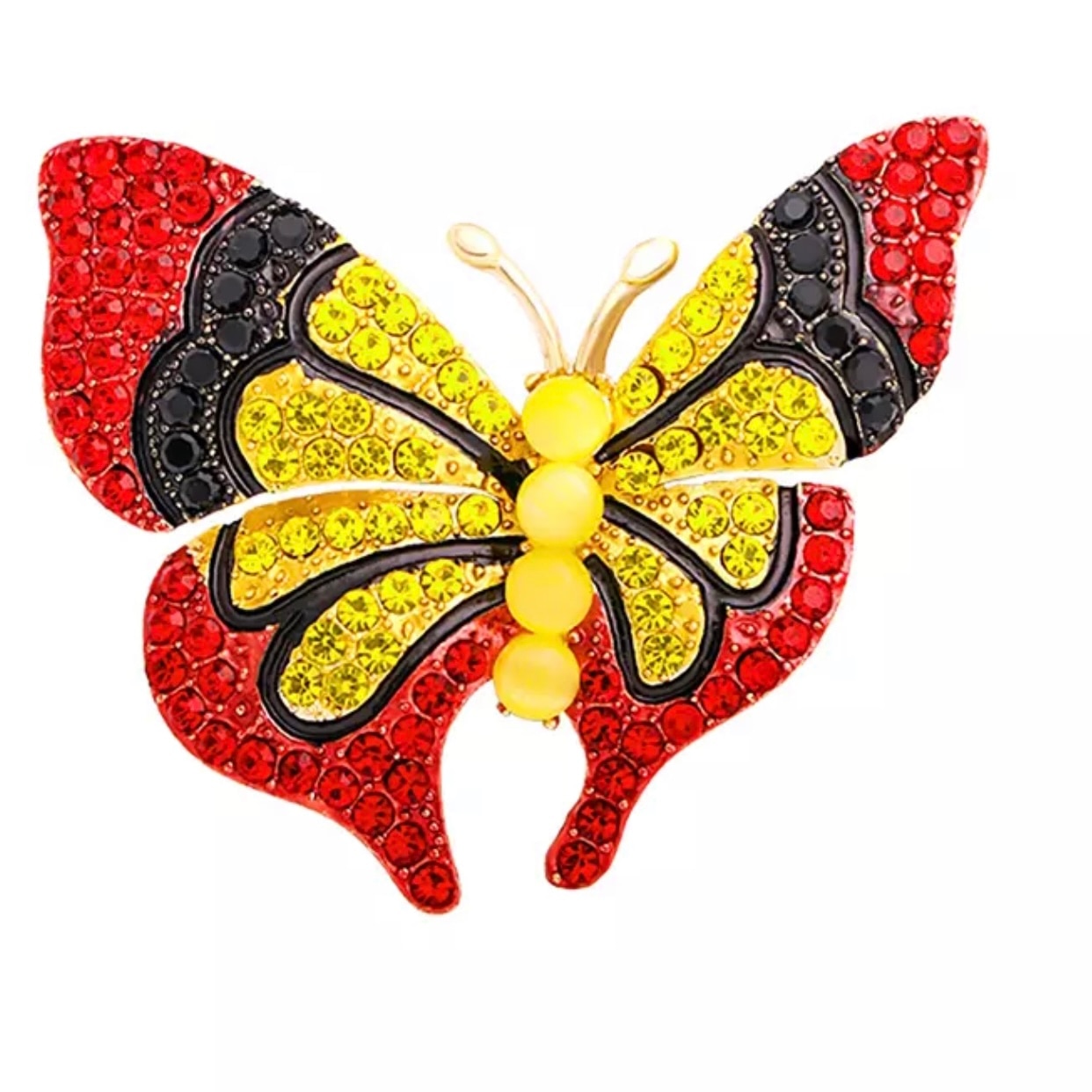 Brosa fluturas cristale rosu 12 g, Cutie catifea - eMAG.ro