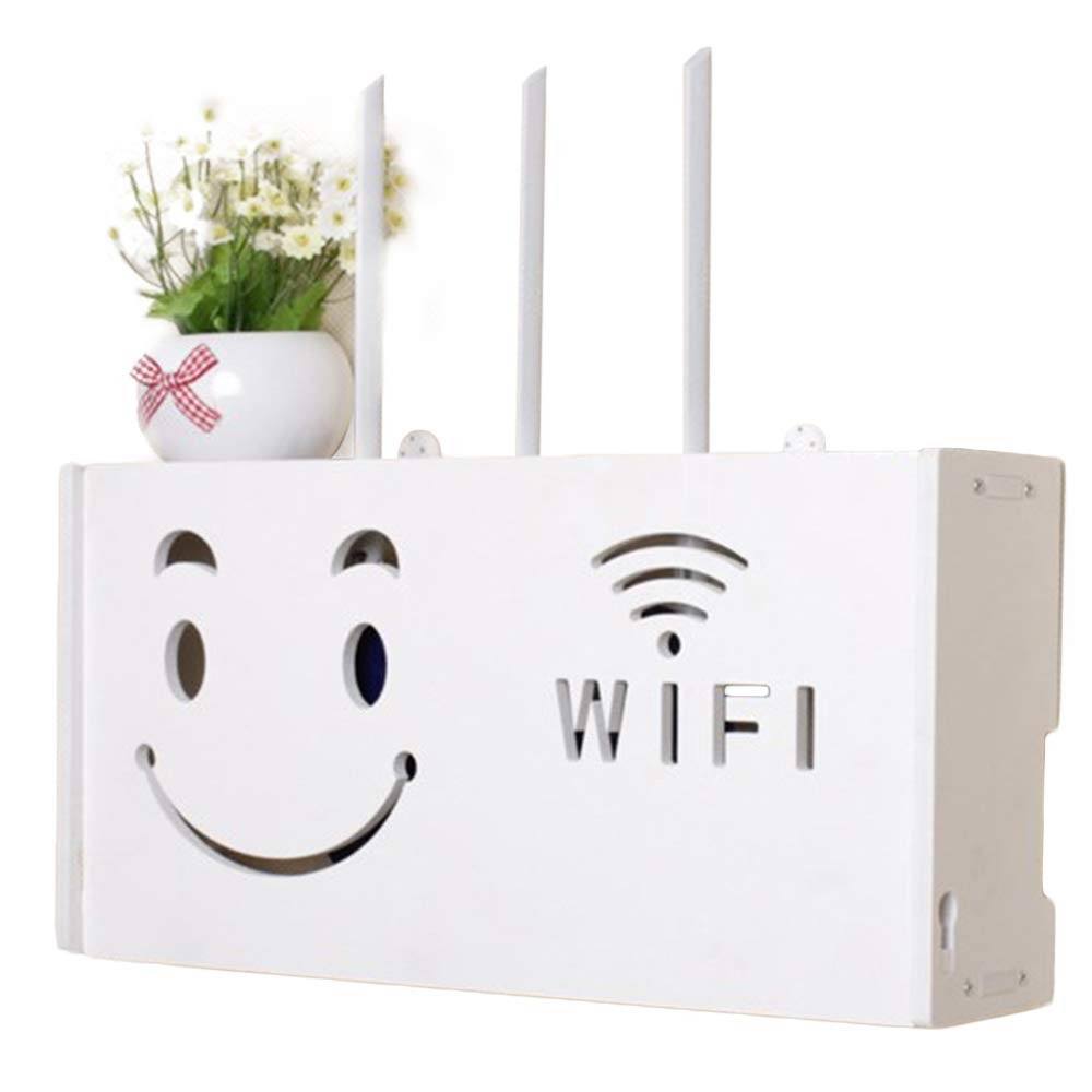 Raft suport Router Wireless, alb pentru mascare fire si echipament WIFI ...