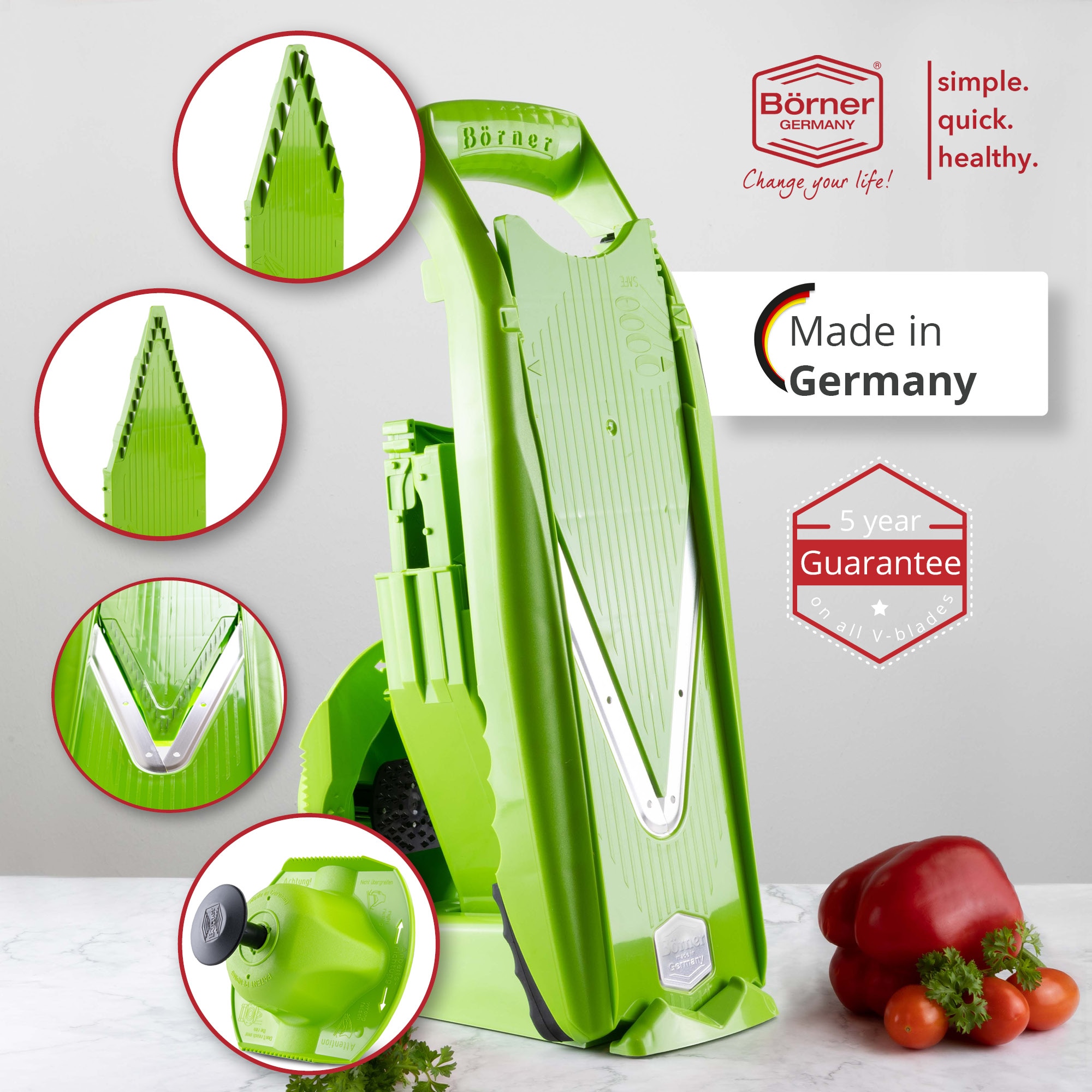 Set razatoare de bucatarie Borner V5 PowerLine professional, verde ...