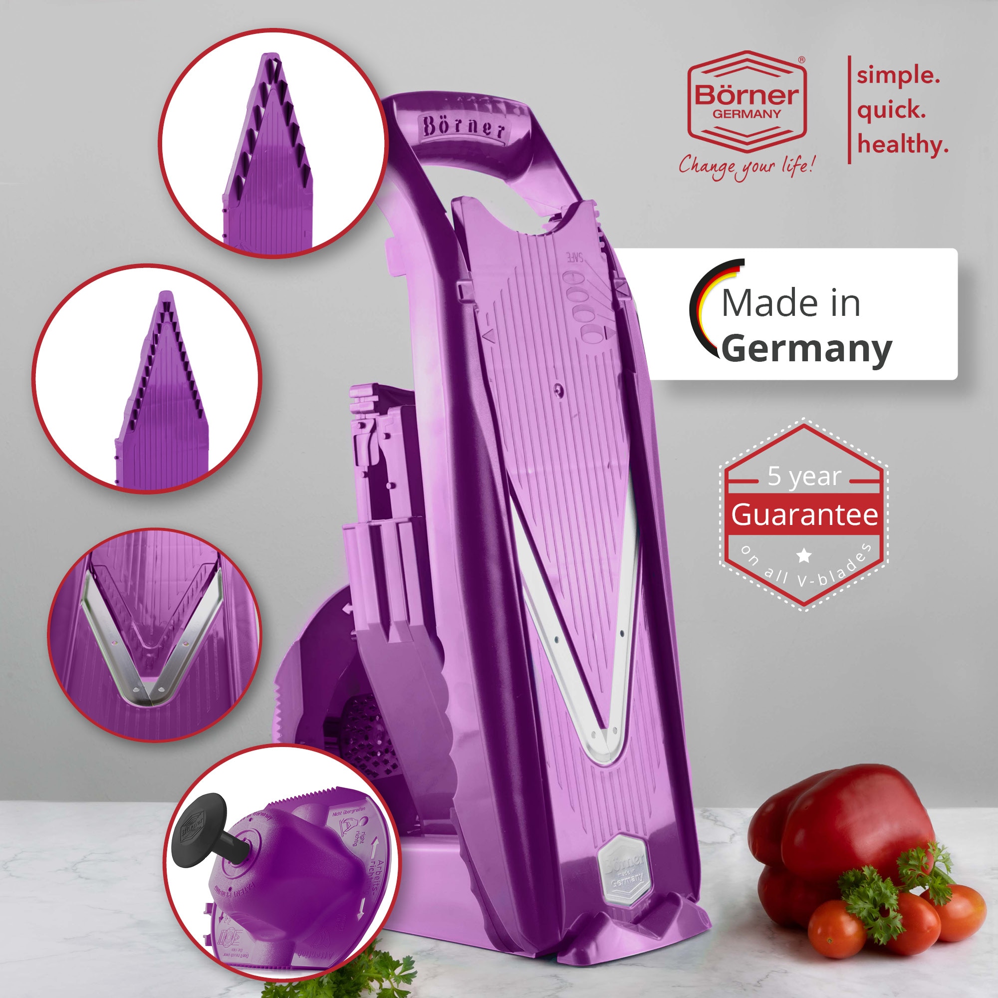 Set de razatoare de bucatarie profesionala Borner V5 PowerLine, violet - eMAG.ro