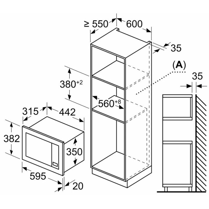Cuptor cu microunde incorporabil BOSCH BFL623MC3,800 W, 20L, Autopilot 7, Afisaj LED, QuickStart ...