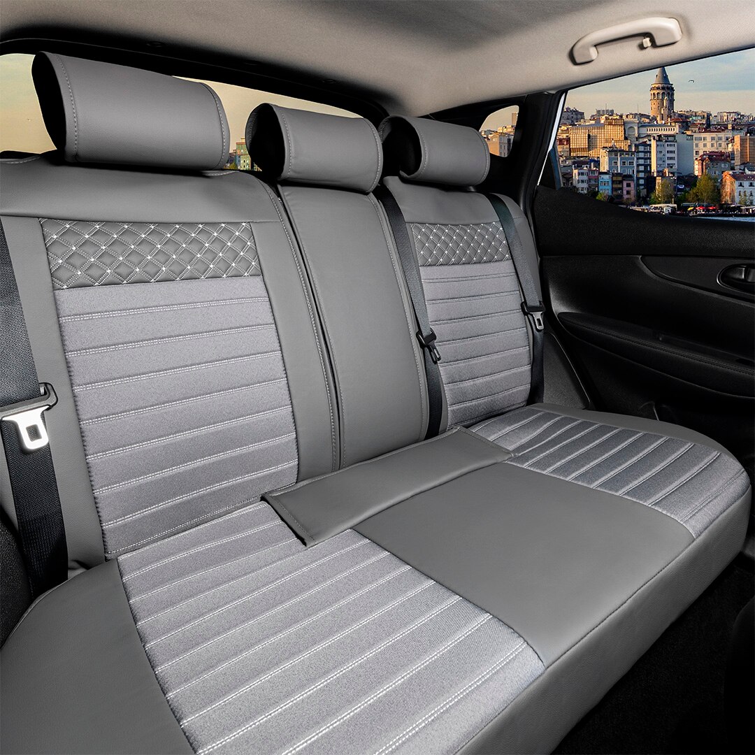 Set Huse Auto Premium Lux, Textil si Piele Eco, Elit, 14 piese, 2 ...