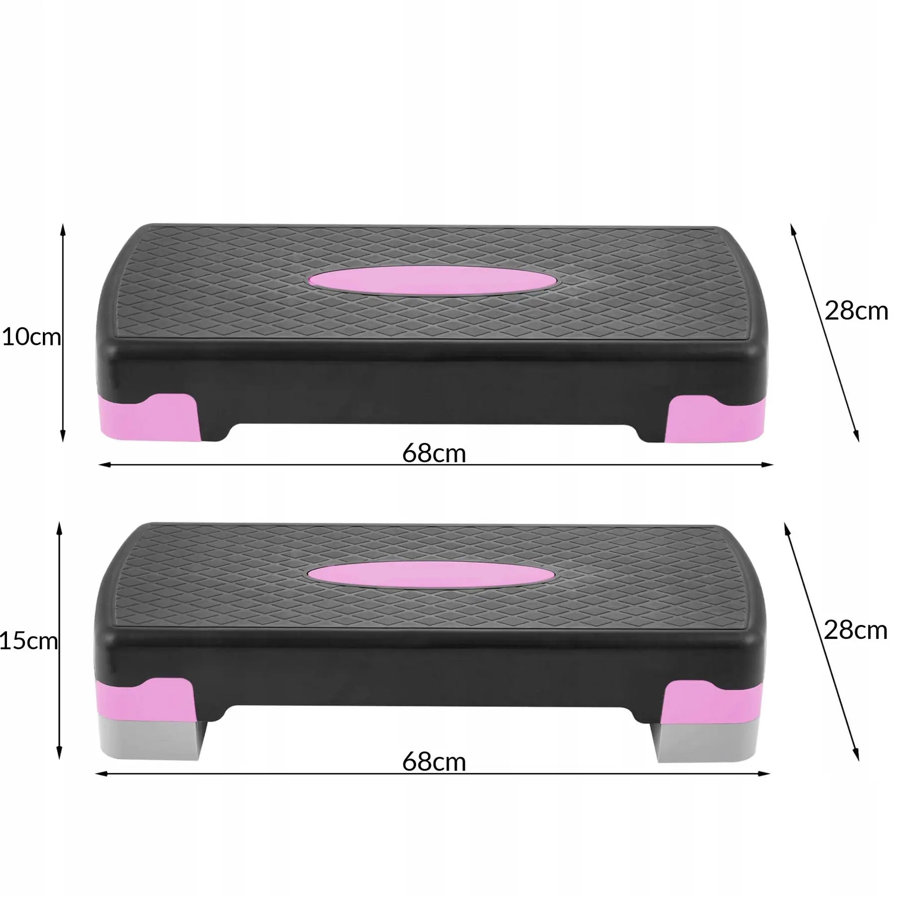Stepper aerobic, ajustabil in 2 trepte, gri/roz, greutate maxima 250 kg ...