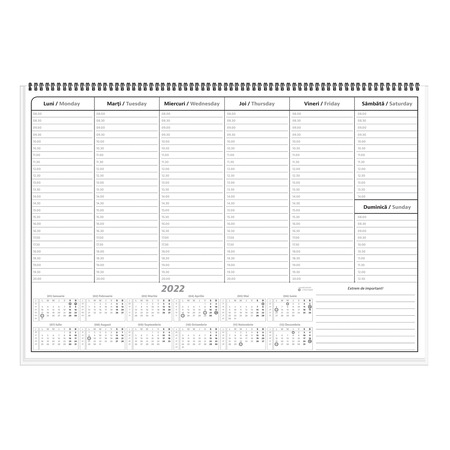 Planner de birou 2022, format mare A3, 42 x 30 centimetri, cu 52 de foi ...