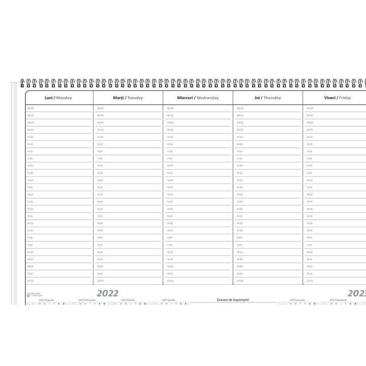 Planner de birou 2022-2023, format mare A2, 60 x 42 centimetri, cu 52 ...