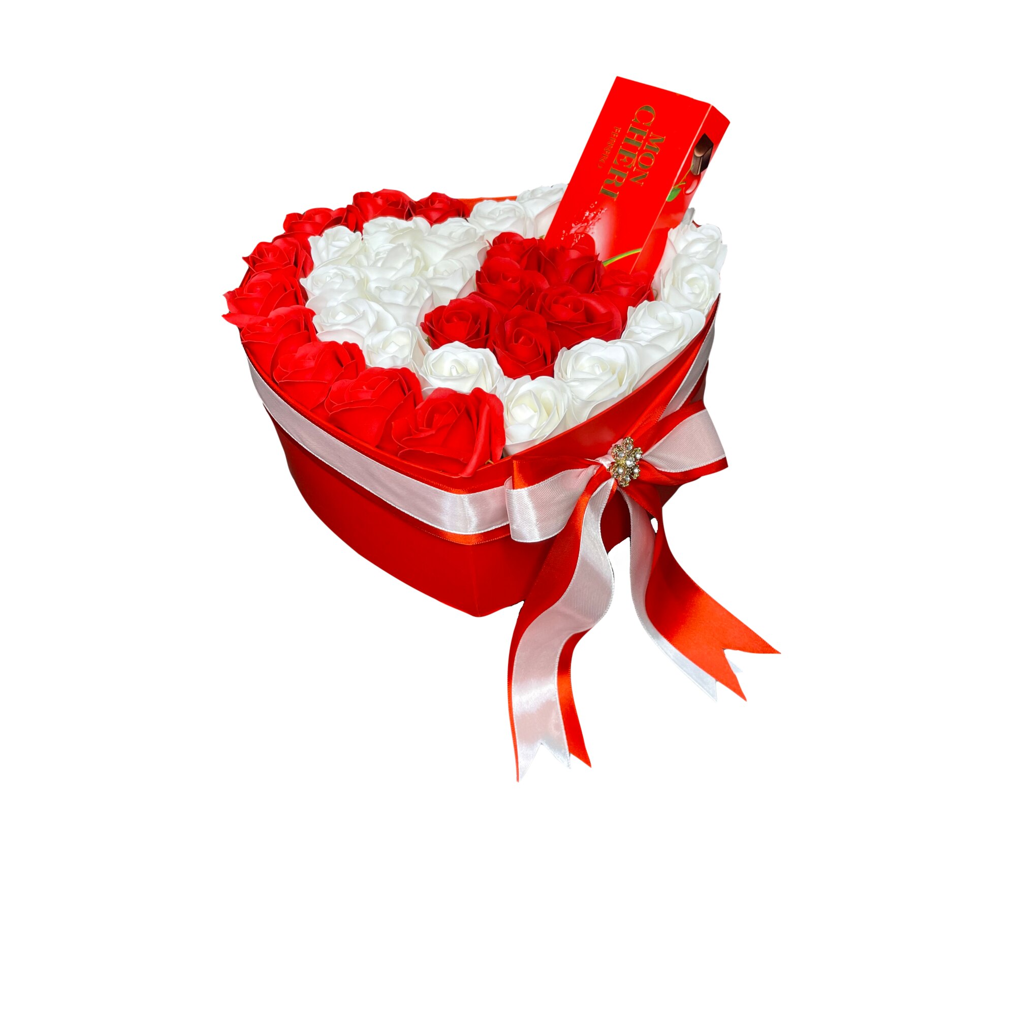 Aranjament floral inima cadou Valentine' s Day cu 35 trandafiri de ...