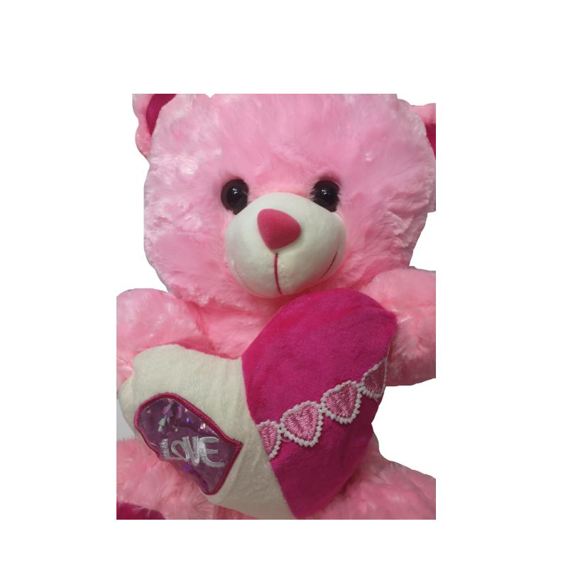 Ursulet de plus cu inimioara, love, moale la atingere, roz, 42x30 cm ...