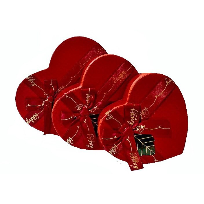 Set 3 cutii inima, rosu, 16-22 cm - eMAG.ro