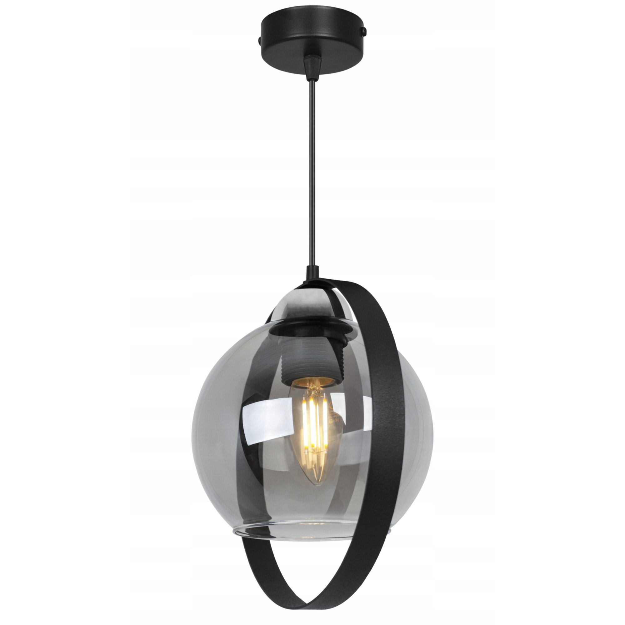 Pendul modern, Light Home, Metal/Sticla, 90 cm, E27, Negru/Grafit - eMAG.ro