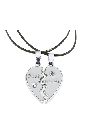 Set 2 Coliere cu pandantiv in forma de inima Best Friends, Fashion ...