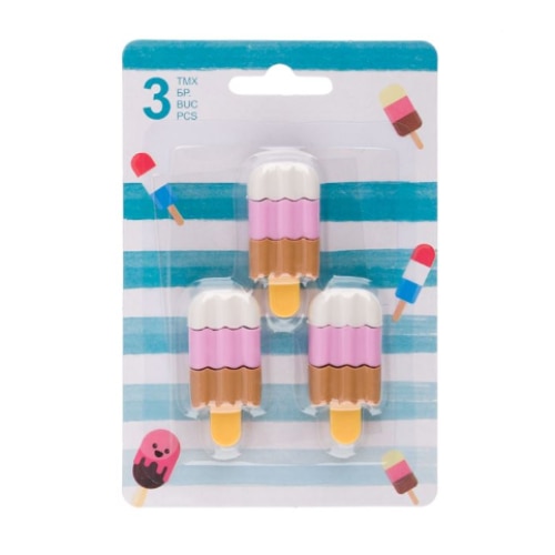 Set 3 bucati Guma de sters in forma de Inghetata, alb/roz - eMAG.ro