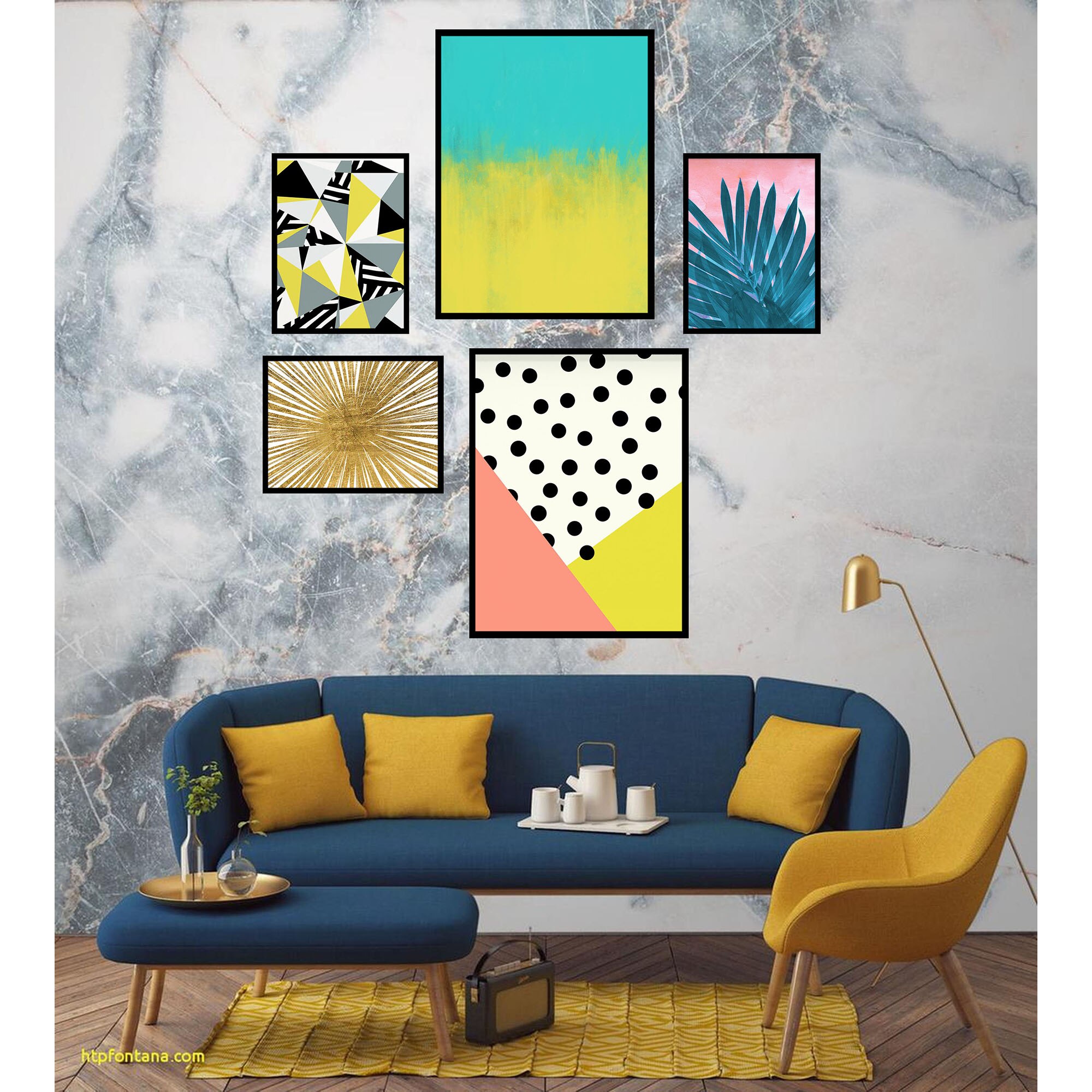 Set tablouri decorative Vavien Artwork, Model 4, rama MDF, 3 bucati ...