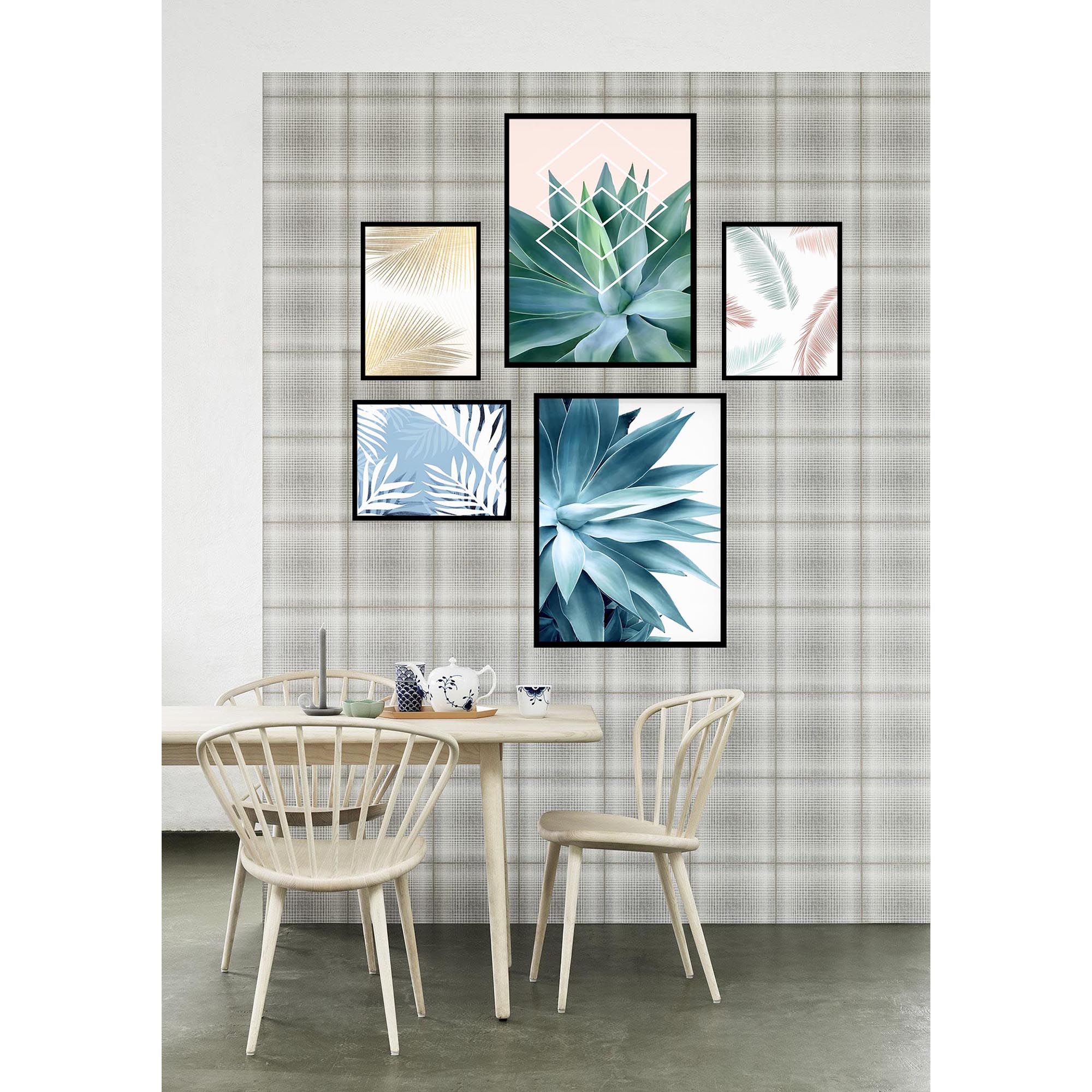 Set tablouri decorative Vavien Artwork, Model 8, rama MDF, 3 bucati ...