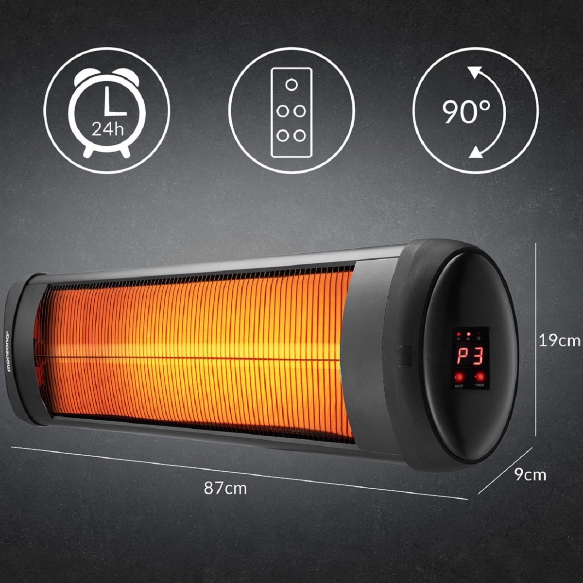 Incalzitor stativ cu infrarosu, 850, 1650, 2500 W, 3 trepte de ...