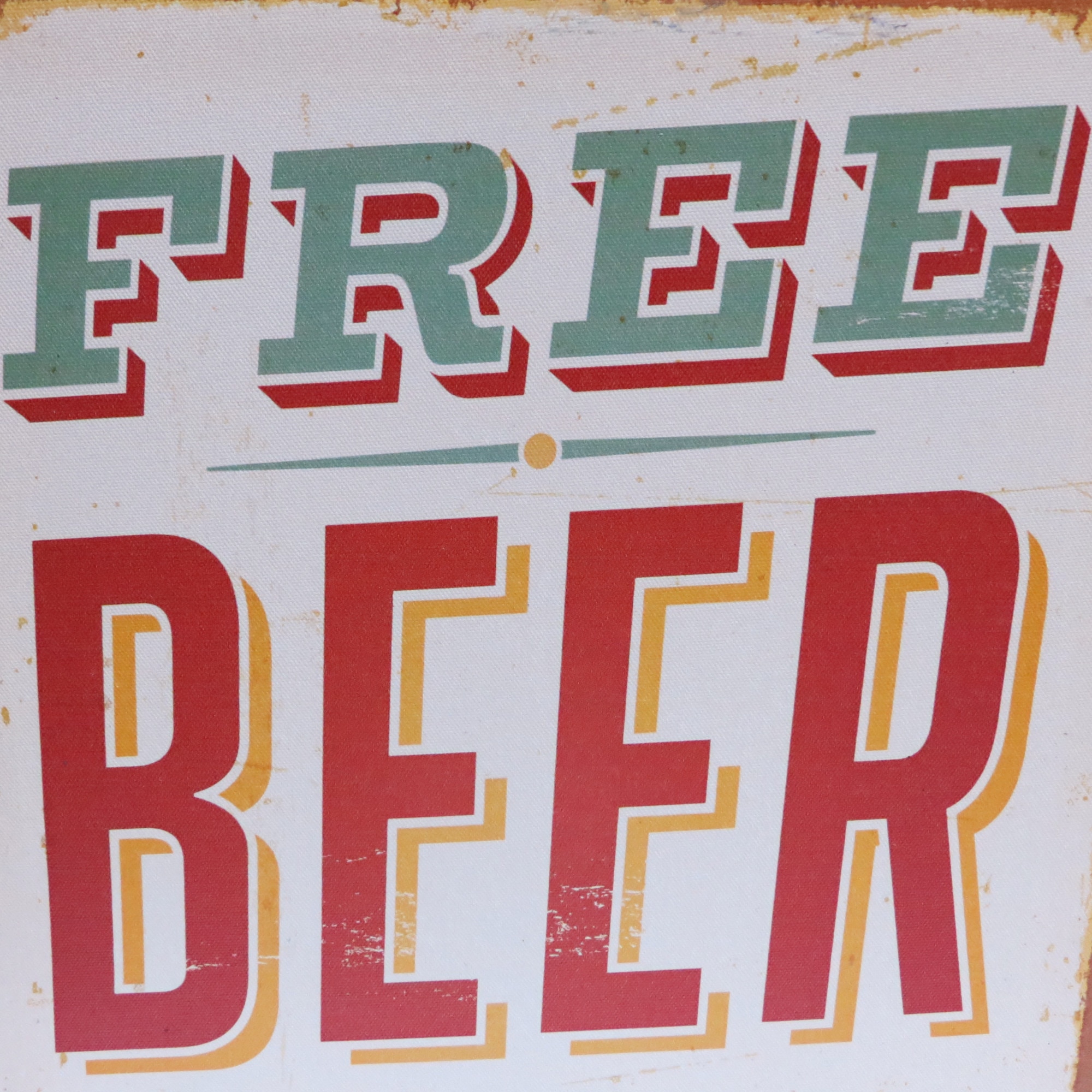 Картина Free Beer Tomorrow, Платно, Винтидж стил, 40x30x1.7 см - eMAG.bg