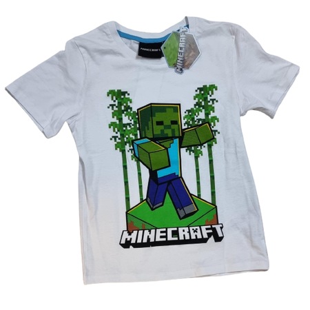 Tricou copii Minecraft, Zombie Forest, maneca scurta, 9 ani/134 cm, alb ...