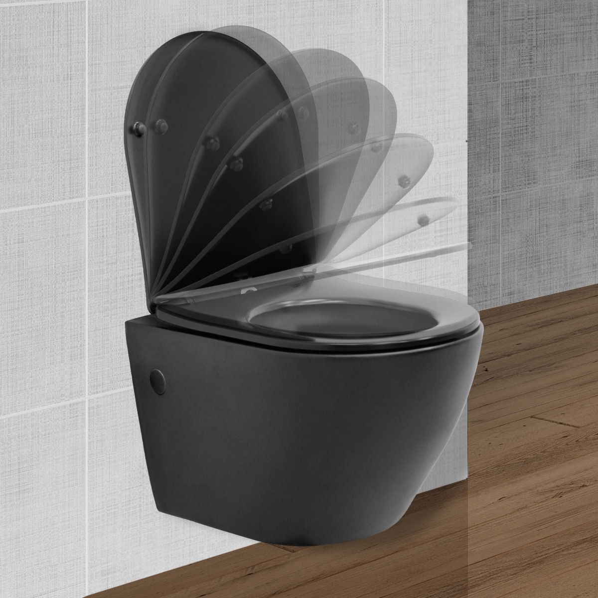Scaun de toaleta negru mat, ECD Germany, 360 x 390 x 495 mm, WC ...