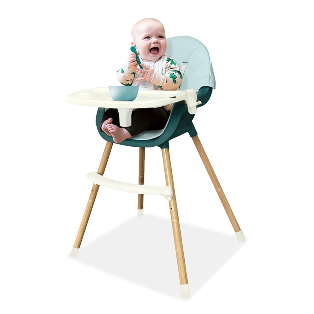 Scaun de masa Karemi, pentru bebe, multifunctional, cu tavita, turcoaz ...