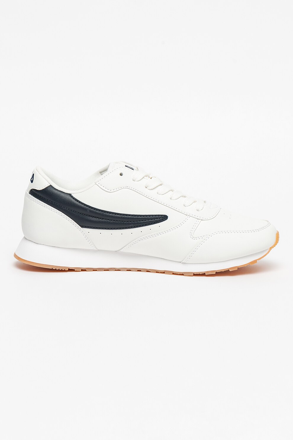 Fila, Pantofi sport de piele ecologica cu logo brodat Orbit Low, Alb, Bleumarin, 44 - eMAG.ro