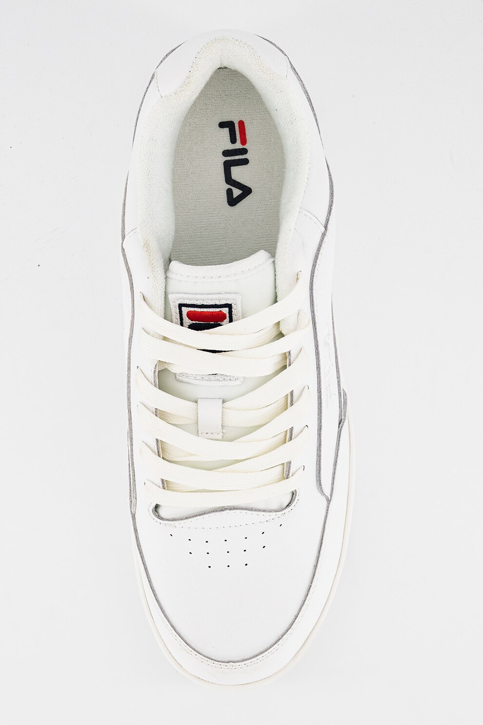 Fila, Pantofi sport de piele cu logo brodat Town Classic, Alb, 44 - eMAG.ro