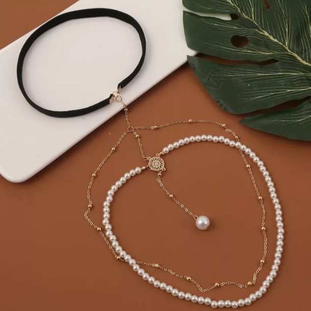 Lantisor pentru coapsa, CRM, auriu cu perle albe - eMAG.ro