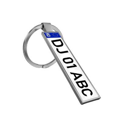 Breloc numar auto personalizat cu logo auto sau poza si text, Argintiu ...